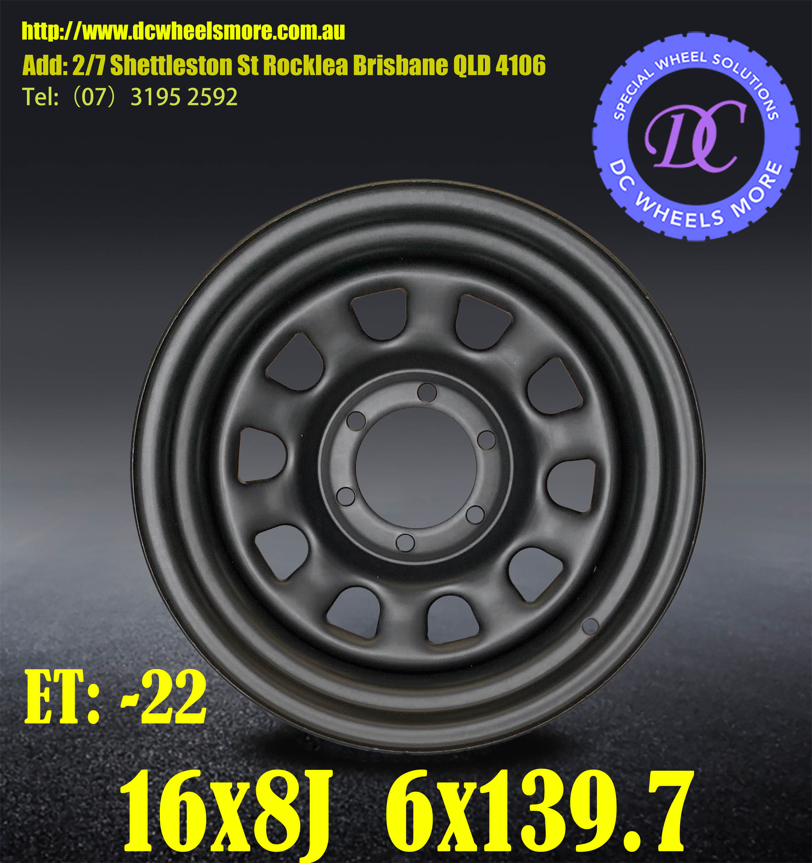 16x8J/ 6x139.7/ D HOLE/ OFFSET -22 - DCWheels